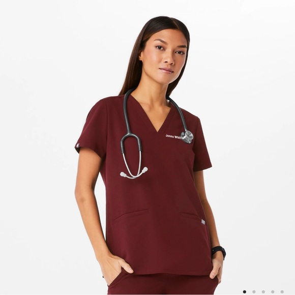 Figs | Tops | Figs Casma Scrub Top Burgundy | Poshmark